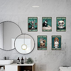 Ecrtorin Funny Black Cat Decor Wall Decor Sign White Cat Bathroom Sign Gothic Decor Medieval Tuxedo Cat Wall Cat Wall Art Poster Retro Poster Bar Home Bathroom Wall Decoration Sign 8x12 Inch