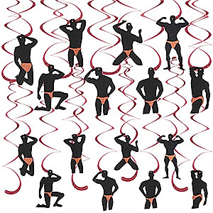 30Pcs Bachelorette Party Hanging Swirls Decorations, Rose Gold Male Dancer Hen Party Supplies, Bridal Shower Dirty & Naughty Bachelorette Party Decor for Women