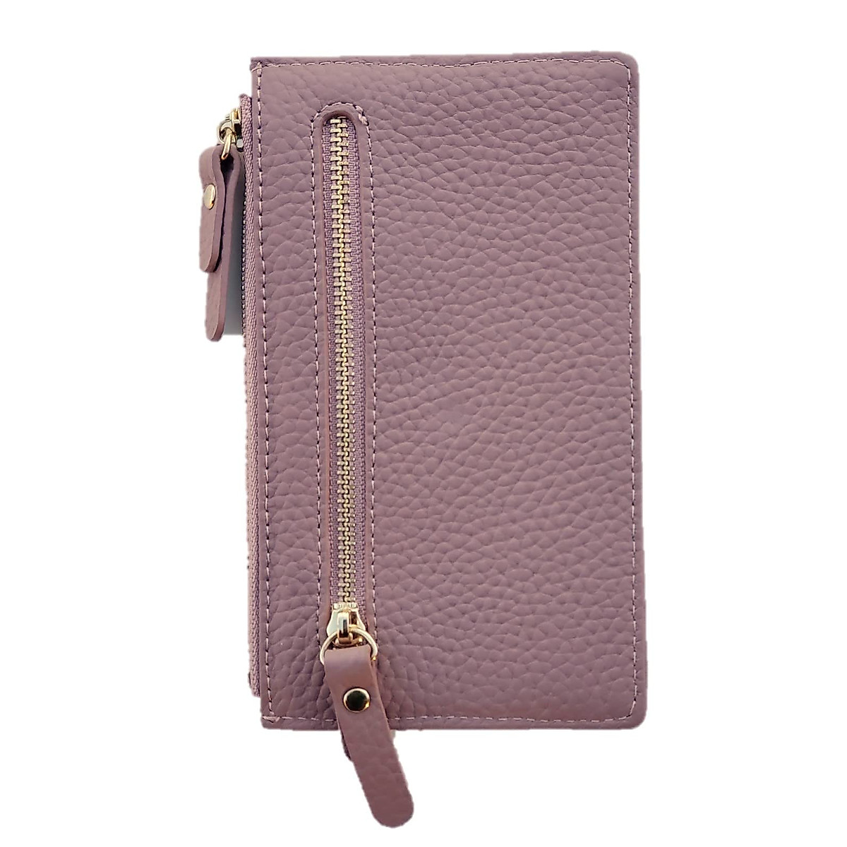 Genuine Leather Women's Slim Wallet Thin Small Purse Bifold ID Card Holder (D2 Dusty Pink)