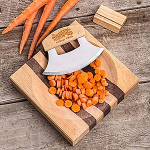 Lehman's ULU Alaskan Native Style Curved Knife with Hardwood Chopping Bowl