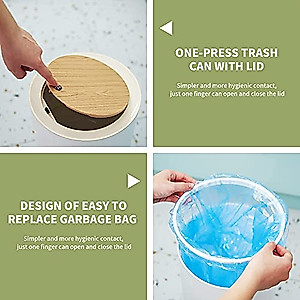 Trash can，7Liter/1.8 Gallon Garbage can with Press top Lid，Nordic Modern Waste Basket，Plastic Trash bin Suitable for Kitchen, Bathroom, Bedroom, Living Room, Office, Outdoor，Dog Proof Trash can