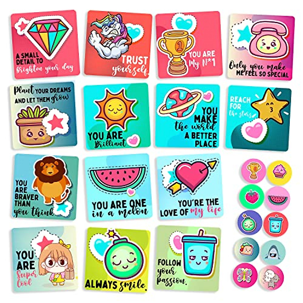 120 Cute and Fun Lunch Notes for Kids , and Stickers , Affirmation Cards for Kids , Positive Affirmations Cards for Kids , Lunch Box Notes for Kids , Cards for Kids , Notes for Lunch Boxes