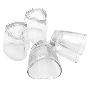 GARASANI 4 Pack Korean Soju Shot Glasses Set 1.7 oz, Korean Soju, whiskey, tequila, vodka, espressos, desserts, party decorations, Clear Glass (Heart Shot Glasses)