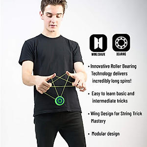 Yomega Magnetar Responsive High Performance Ball Bearing Yoyo. Designed for Intermediate and Advanced String Trick and Looping Play. + Extra 2 Strings. + 3 Months Warranty (Clear)