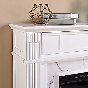 SEI FURNITURE Highgate Faux Cararra Marble Electric Media fireplace, White.