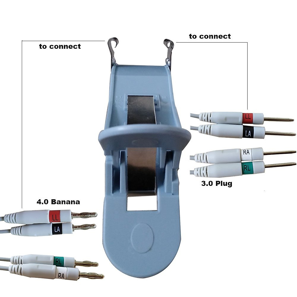 ECG/EKG Adult Limb Electrode for 3.0 Plug/4.0 Banana Plug -4 Pieces/Set (Gray)