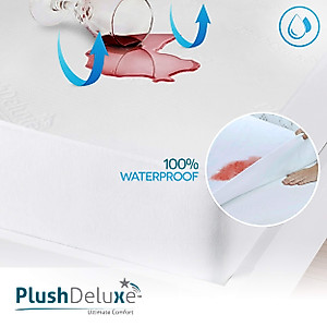 PlushDeluxe Premium Bamboo Mattress Protector – Waterproof, & Ultra Soft Breathable Bed Mattress Cover for Comfort & Protection - (King Size)