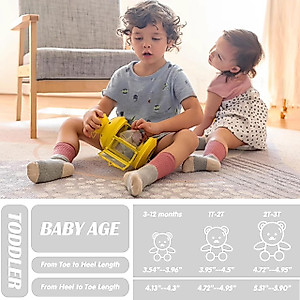 TTIZZY Toddler Baby Girls Boys Socks - Cotton Crew Socks for Baby Gifts Pack (Yellow, 3-12months)