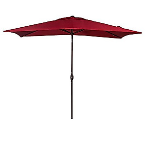 Abba Patio Rectangular Patio Umbrella Outdoor Market Table Umbrella with Push Button Tilt and Crank for Garden, Lawn, Deck, Backyard & Pool, 6.6 by 9.8 Ft, Red