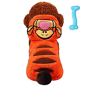 AIHANCH Tiger Dog Costume Soft Velvet Dog Clothes Winter Dog Hoodie Funny Pet Halloween Costume Dog Outfits for Small Dogs Puppy (X-Small)