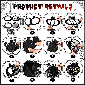 6 Pack Black Halloween Pumpkins Table Centerpieces Lanterns Paper Jack O Lantern Boxes Flameless Candle Light Handmade DIY Table Decor for Halloween Table Decoration Party Supplies 8.27 x 9.84 inch