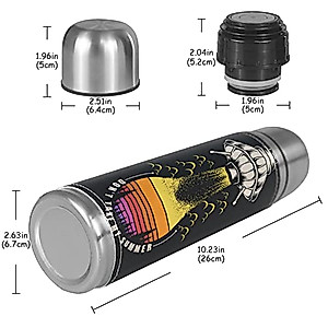 Water Bottle Ufo Sunset Retro Mug 16Oz Stainless Steel Insulated Tumbler Coffee Mug Travel Vacuum Cup 10.2x2.6 in