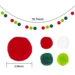 Anwyll Tassel Garlands,Christmas Tassel Garlands with Wood Beads,Tassel Wall Hanging Decor,Classroom Home Decor Pastel Tassel Garland with 2Pcs Pom Pom Balls Garlands for Christmas Holiday Party