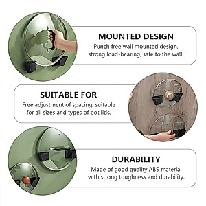 Hemoton 2 Pair Black Wall Pot Lid Holder Wall Door Mounted Pan Lid Cover Hanger Rack Multifunctional Kitchen Utensil Cutting Board Organizer for Home Kitchen