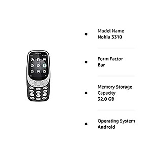 NOKIA 3310 3G - Unlocked Single SIM Feature Phone (AT&T/T-Mobile/MetroPCS/Cricket/Mint) - 2.4 Inch Screen - Charcoal