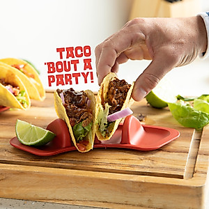 Taco Tuesday Kit - Taco Bar Serving Set for a Party - 30oz Heated Pot, 4 Taco Holders, & Detachable Lazy Susan Tray - Taco Night Fiesta – Unique Couple & Housewarming Gift Set Ideas