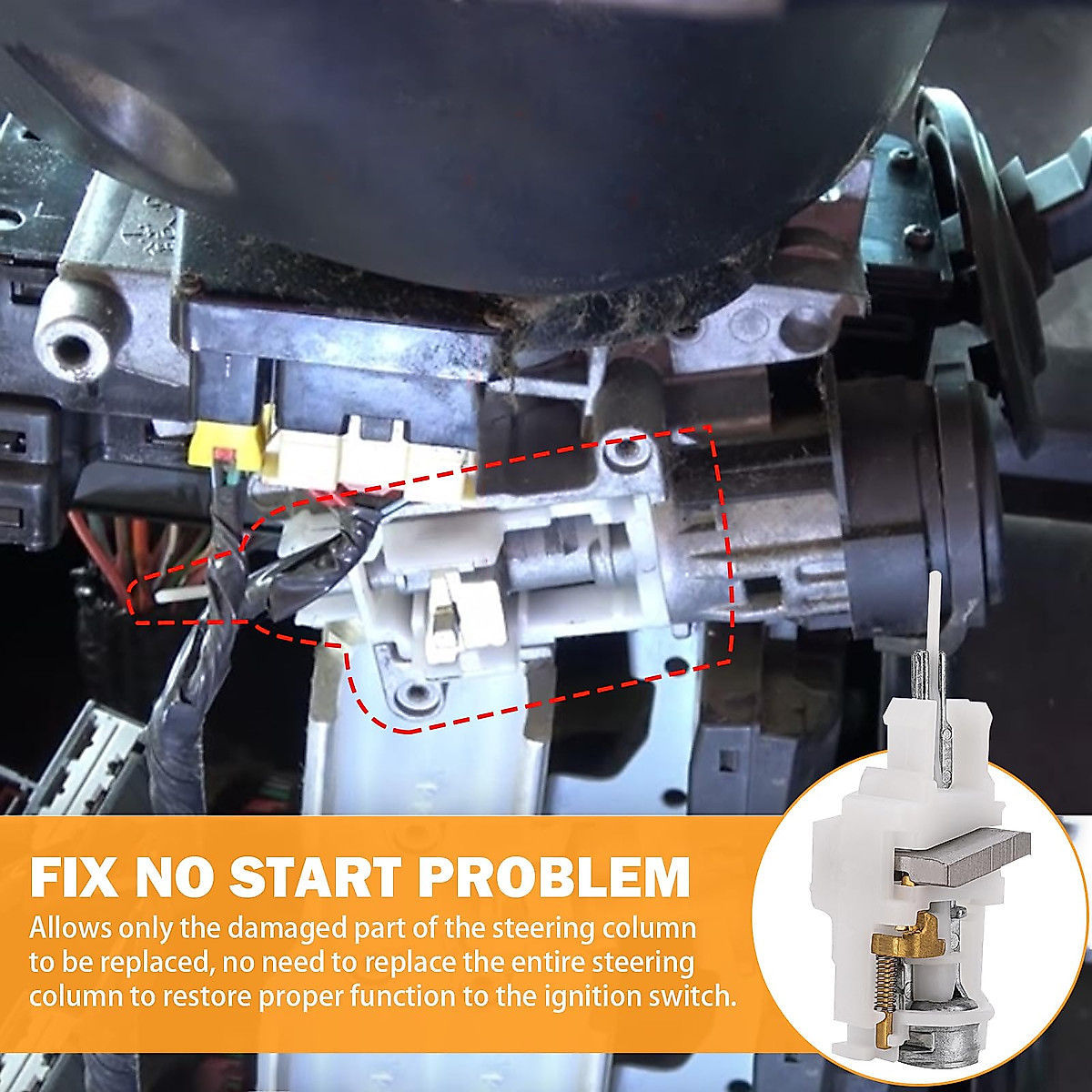 Ignition Switch Actuator Pin 924-704 for 1997-2007 Jeep Wrangler Liberty Grand Cherokee 1995-2005 Dodge Neon Chrysler PT Cruiser Sebring Plymouth Ignition Switch Replace 4690492AB, 4664099, 924704