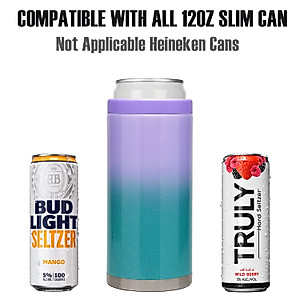 Skinny Can Cooler for 12 oz Slim Beer & Hard Seltzer | Stainless Steel Double-walled Vacuum Insulated Drink Holder