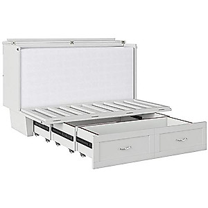 Atlin Designs Modern Wood Queen Murphy Bed Chest in White Finish