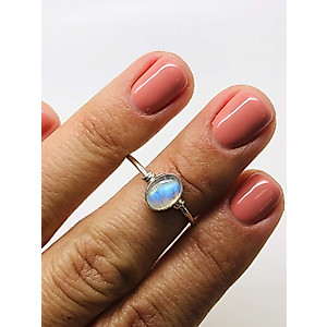 Koral Jewelry Oval Moonstone Delicate Ring 925 Sterling Silver Vintage Boho Chic (5)