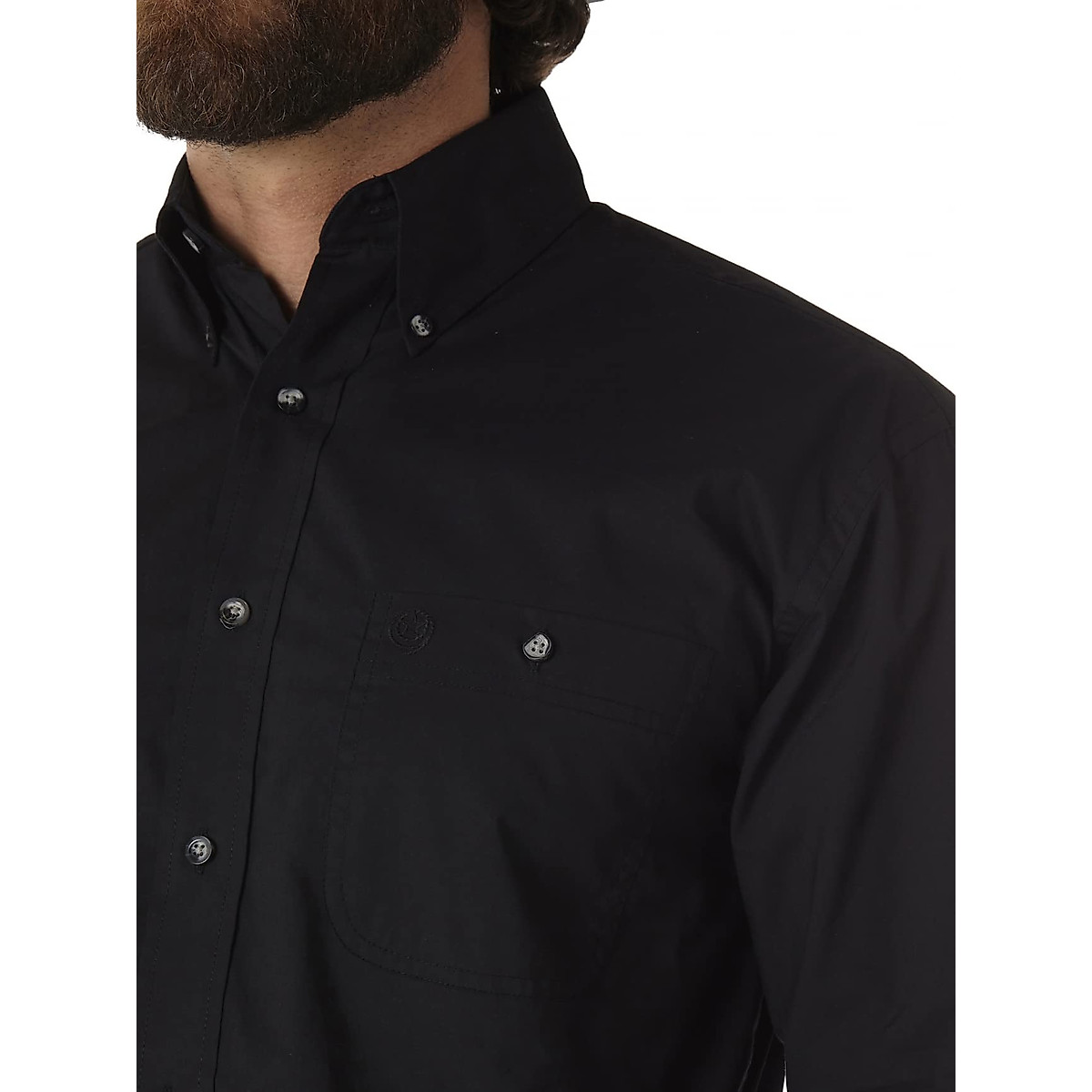 Wrangler Men's Western George Strait One Pocket Button Long Sleeve Woven Shirt,Flat Black,XXL
