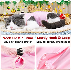 Hpetppy Cat Recovery Suit for Spay Abdominal Wounds, Kitten Onesie Bodysuit for Cats After Surgery, Cat Surgery Recovery Suit Female Cone of Shame Alternative for Cats Anti Licking (Pink,M)