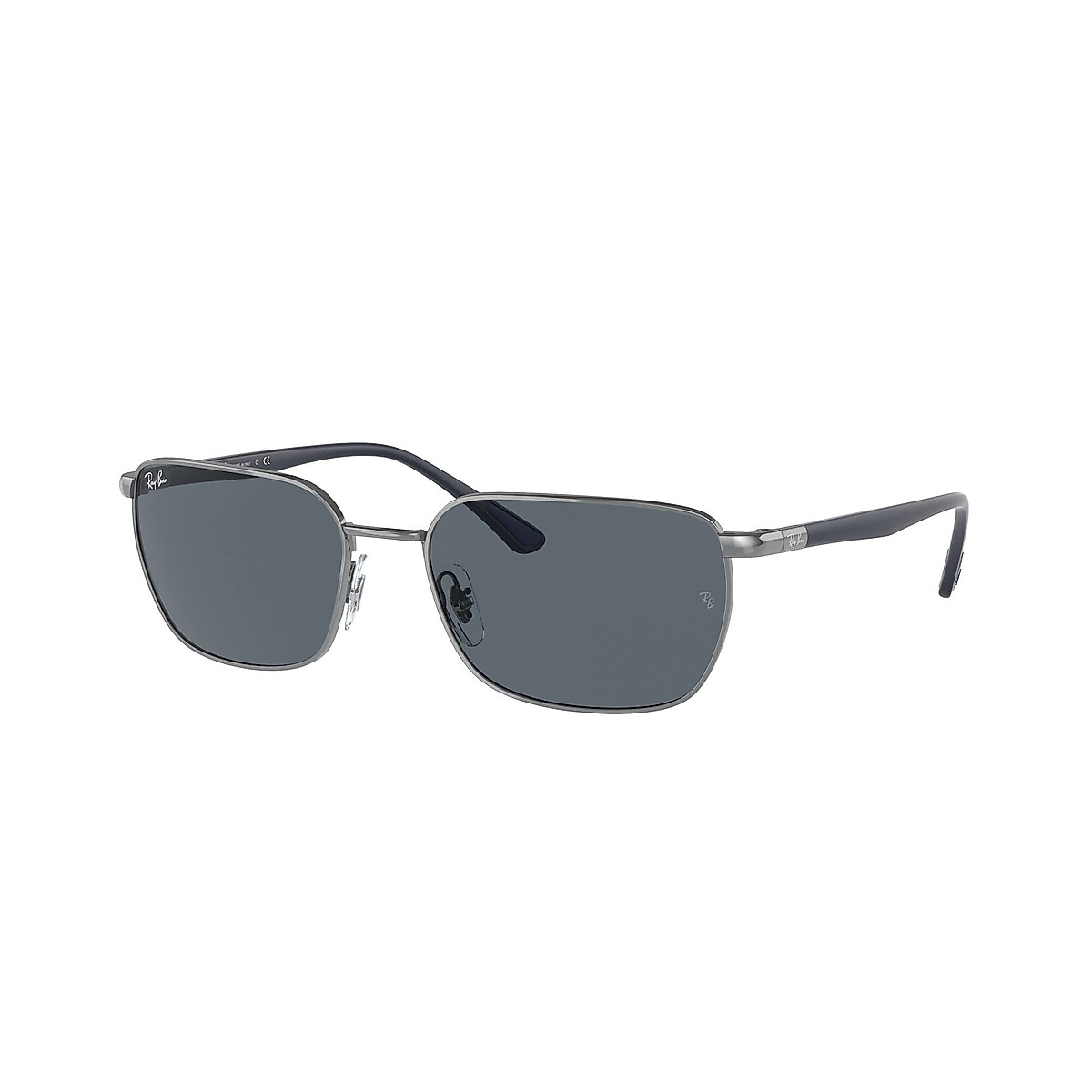 Ray-Ban RB3684 Rectangular Sunglasses, Gunmetal/Blue, 58 mm