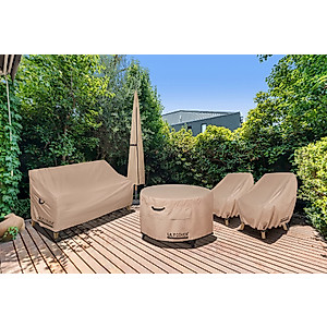 ULTCOVER Patio Fire Pit Table Cover Round 50 inch Outdoor Waterproof Fire Bowl Cover