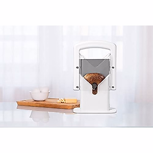 Bagel Slicer, Safety Handle，Bagel Cutter Stainless Steel (White)