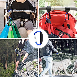 JIALEEY Grocery Bag Shopping Bag Holder Handle Carrier Tool Multi Purpose Snap Hook Stroller Hook Set Organizer Accessories with Soft Foam Grip for Hanging, Pack of 2, Blue