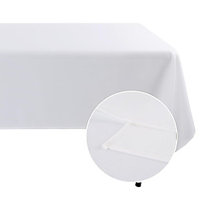 Waysle White Tablecloth for Rectangle Tables 60 x 102 Inch - Washable Polyester Table Cloth for 6 Foot Table - Perfect for Wedding, Restaurant, Party, Dinning, Banquet Decoration