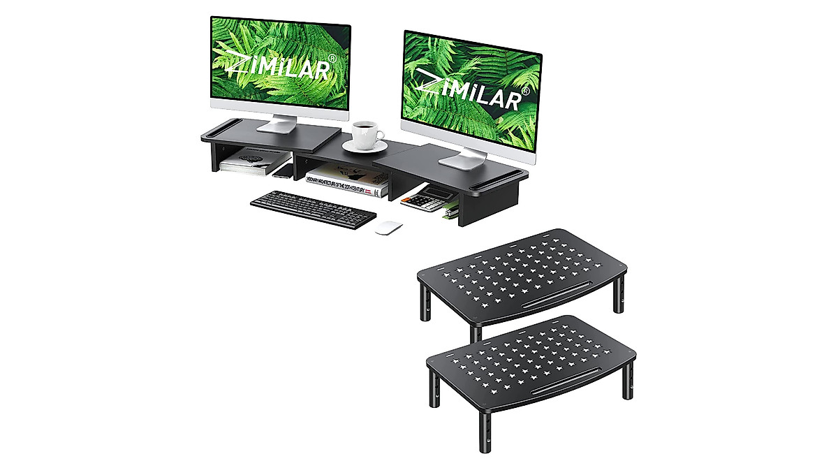Zimilar Dual Monitor Stand Riser - Adjustable & Ergonomic