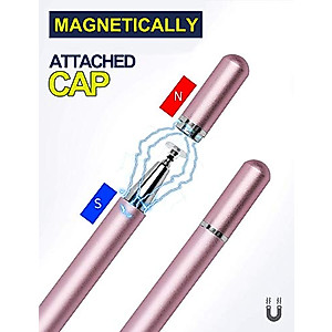 Stylus Pens for Touch Screens, LIBERRWAY Disc Stylus Pen Fiber Stylus with Magnetically Attached Cap, Compatible with ipad iPhone Chromebook, Rosegold