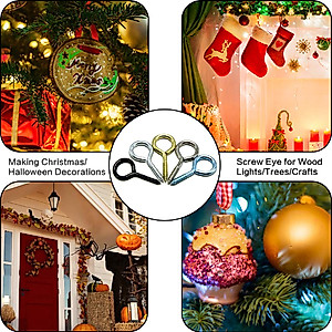 ECKJ 191pcs Screw Eyes Zinc Plated Metal Eye Hook Screw Self Tapping Screws Includes 9 Sizes Color Black