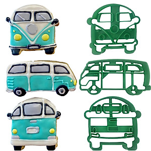 VINTAGE VAN COOKIE CUTTERS Small Bus Vehicle Rear Back Automobile Front and Van Side View Cookie Cutters (3 Pack)