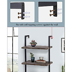 Bookshelf 4-Tier Wall Mount Ladder Storage Industrial Bookcase Shelf Modern Wood Book Shelf Unit with Metal Frame for Home Office Living Room