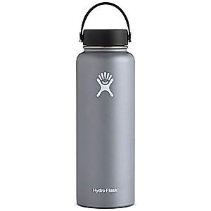 Hydro Flask Water Bottle - Stainless Steel & Vacuum Insulated - Wide Mouth with Leak Proof Flex Cap - 40 oz, Graphite