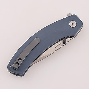 SHIELDON Hierophant Pocket Knife 154CM Steel 3.38'' Drop Point Blade G10 Handle Folding Knife with Easy Open Flipper & Thumb Stud for Every Day Carry(Satin)