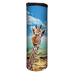 Tree-Free Greetings Barista Tumbler Vacuum Insulated, Stainless Steel Travel Coffee Mug/Cup, 1 Count (Pack of 1), Giraffe Selfie