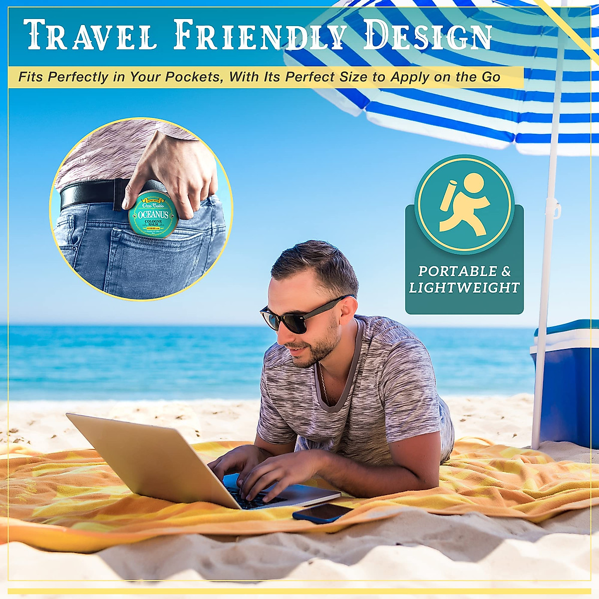 Handy Hound Occo Bobbo - Oceanus Solid Cologne Men - Made In the USA - A Clean Masculine Scent - All Natural Ingredients - 2 oz