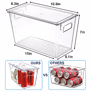 Moretoes 6 Pack Clear Plastic Storage Organizing Bins with Lids, Kitchen Organization Cabinet Fridge Organizer, Pantry Organization and Snack Storage Bins