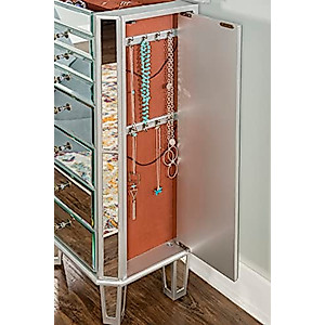 Powell Jewelry Armoire Wood, Silver Mirrored