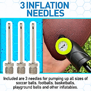 Franklin Sports Ball Pump + Pressure Gauge with Needle - Perfect Pump Hand Pump for Sports Balls - Air Inflation Pump for Soccer, Basketballs + More, Black