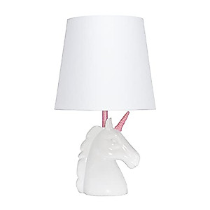 Simple Designs LT1078-PNK Sparkling Glitter Unicorn Table Lamp, Pink