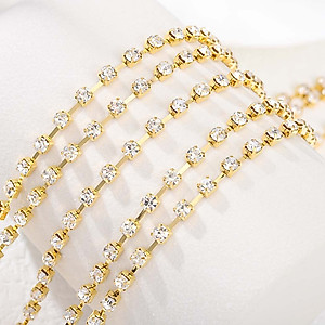 Aularso Layered Head Chain Rhinestone Head Jewelry Gold Wedding Headbands Chain Crystal Fprehead Headpieces for Women (Gold)