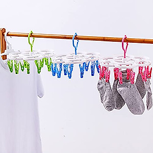 Rivama Clothes Drying Rack with 16 Clips,Sock Hanger,Underwear Hanger,Baby Clothes Hanger,Laundry Hanger with Clips for Underwear,Socks,Masks,Bras,Lingerie,Towel,Scarf,Diapers,Gloves,Hat (Purple)
