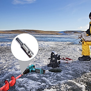 304 Stainless Steel Ice Auger Drill Adapter Fits Drill Chuck: 1/2" Plus and 1/4" Hole for 1/4"-20 Wing Bolts & Locking Screws