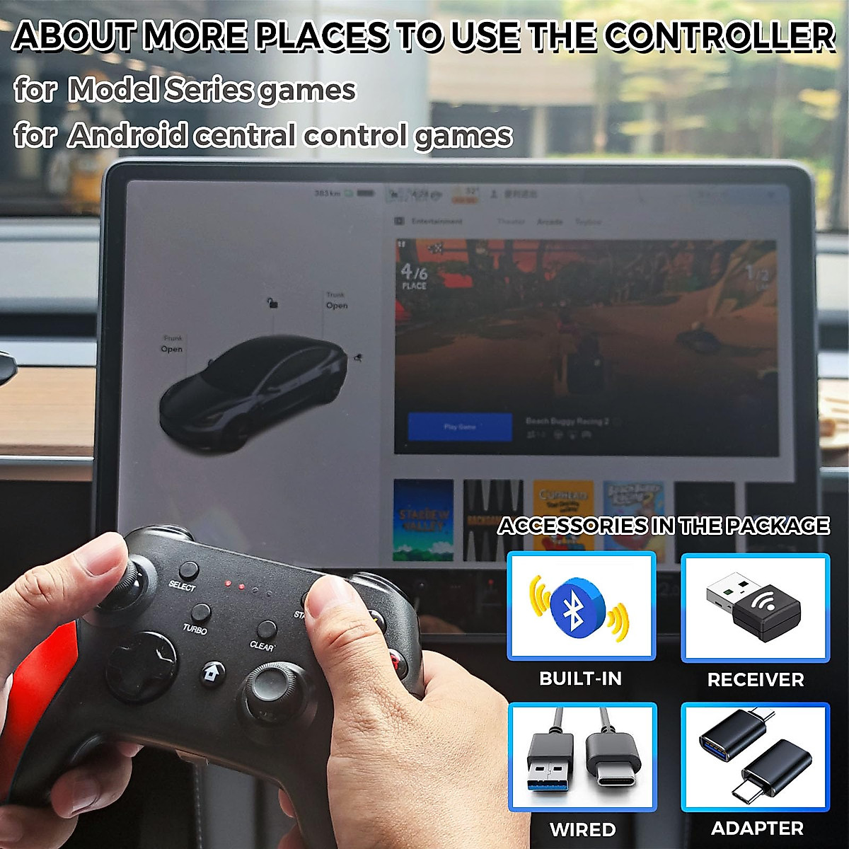 Bluetooth Mobile Game Controller for Android, iPhone, Tablet, TV Box, PC, Tesla, PS3, Switch, Apple Arcade MFi & Cloud Gaming, with Phone Clip/2.4G Wireless/USB-C Adapter/6-Axis Gyro/Vibration/Turbo