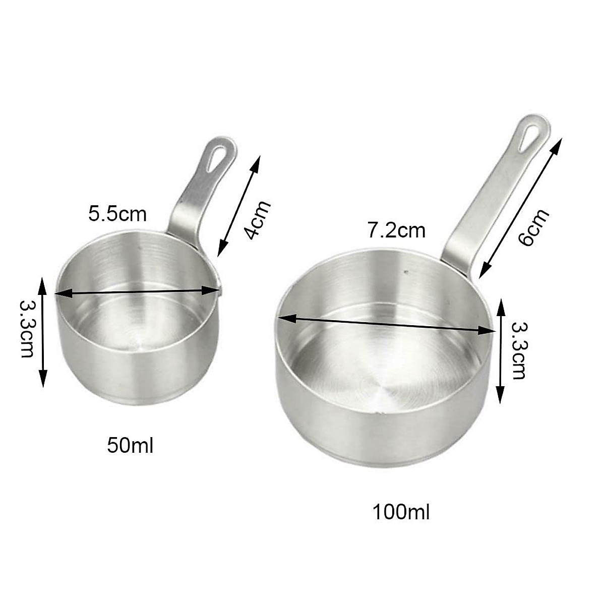 2pcs Mini Sauce Pan, Stainless Steel Milk Pot, Cooking Sauce Cup with Handle
