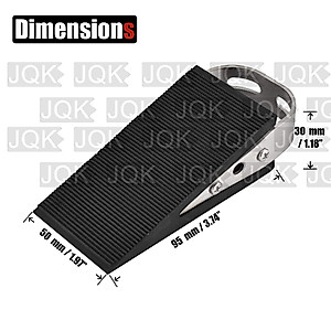 JQK Heavy Duty Door Stopper Rubber Wedge, 304 Stainless Steel Security Door Stops Works On All Floor Types, Brushed(4 Pack), DSB6-BN-P4